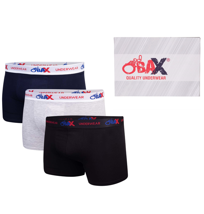 OBAX BOKSERKI MĘSKIE MAJTKI UNDERWEAR 3P GRANATOWE/CZARNE/SZARE ART. 2032