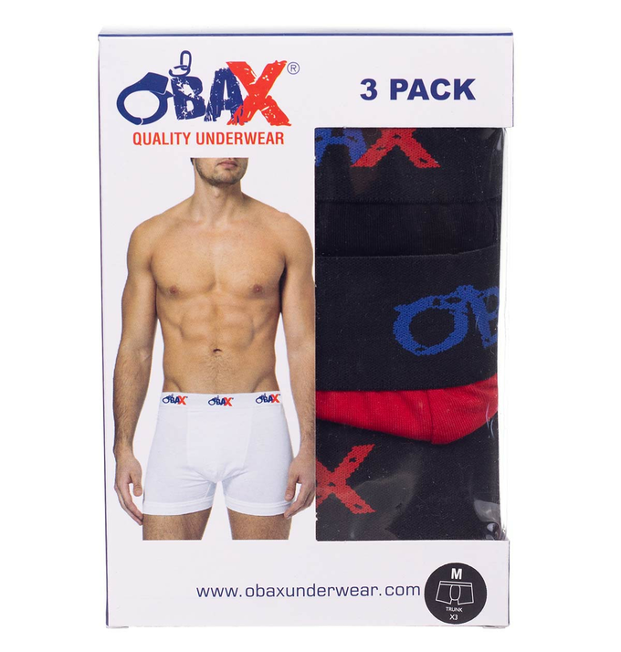 OBAX BOKSERKI MĘSKIE MAJTKI UNDERWEAR 3P CZARNE/CZERWONE/SZARE