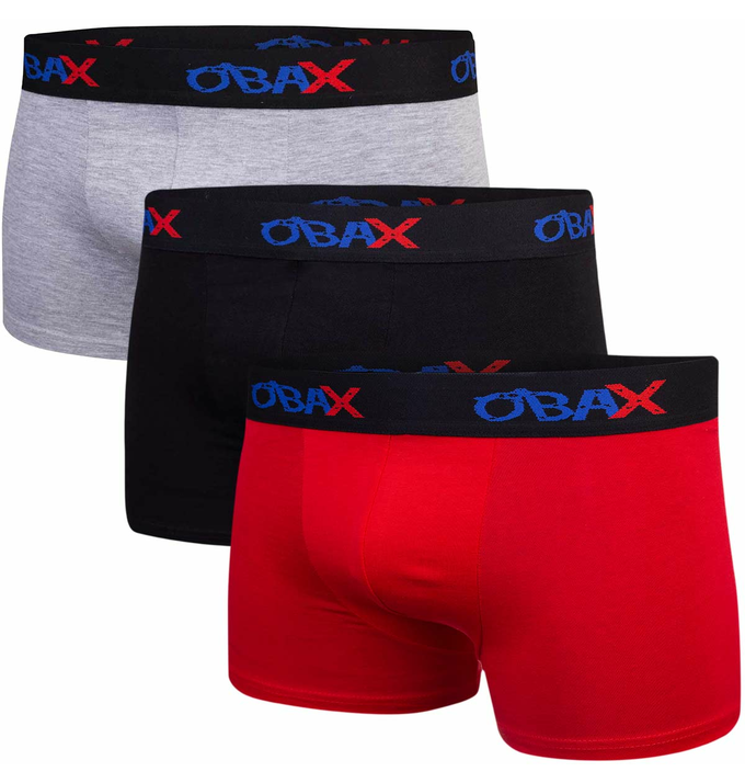 OBAX BOKSERKI MĘSKIE MAJTKI UNDERWEAR 3P CZARNE/CZERWONE/SZARE