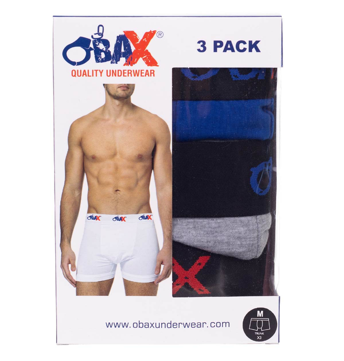 OBAX BOKSERKI MĘSKIE MAJTKI UNDERWEAR 3P NIEBIESKIE/SZARE/CZERWONE