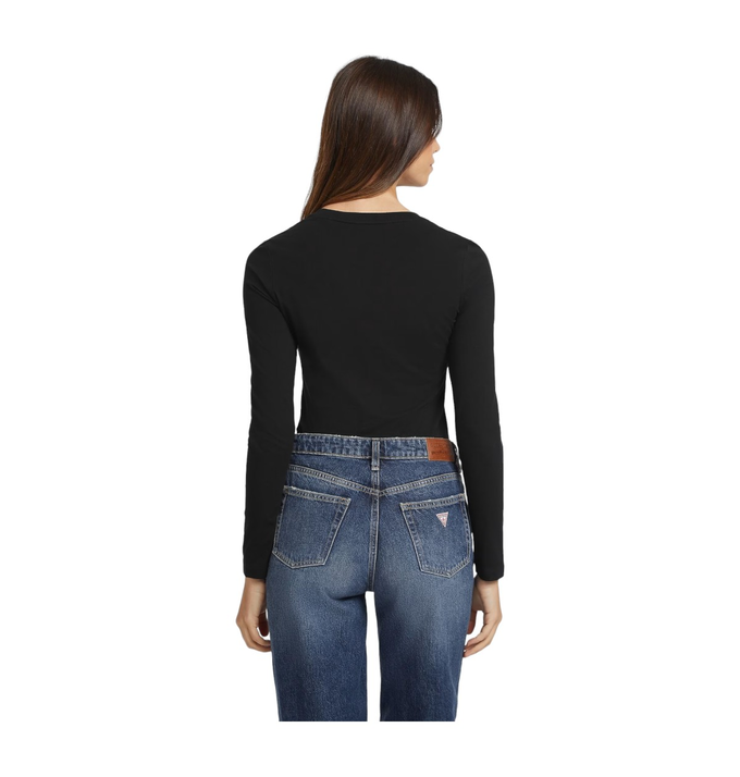 GUESS KOSZULKA DAMSKA Z DŁUGIM RĘKAWEM GJ LS VN SLIM MINI A CZARNA ...