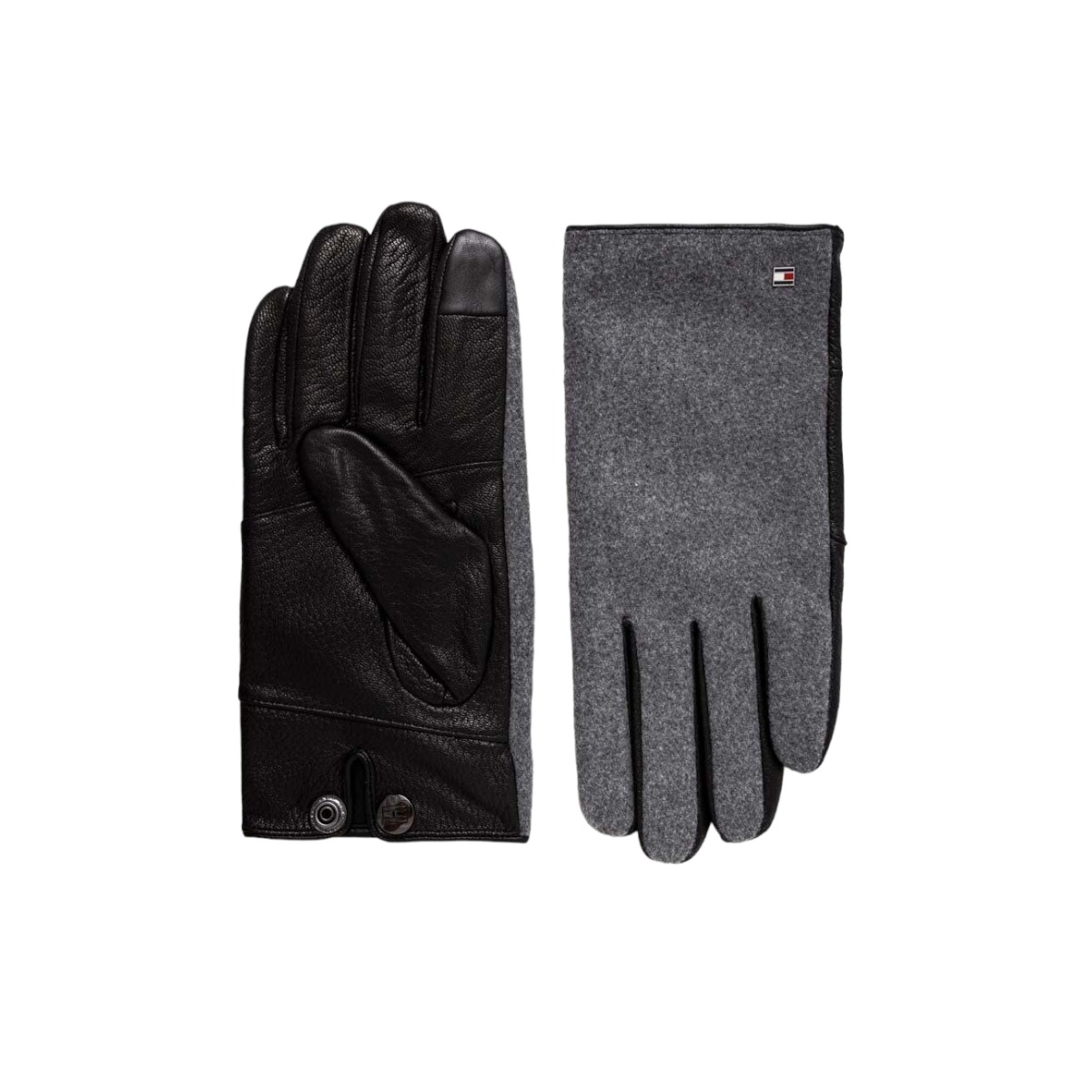 TOMMY HILFIGER PÁNSKÉ RUKAVICE CORPORATE LEATHER MIX GLOVES BLACK/GREY AM0AM11980 P4A - Messimo